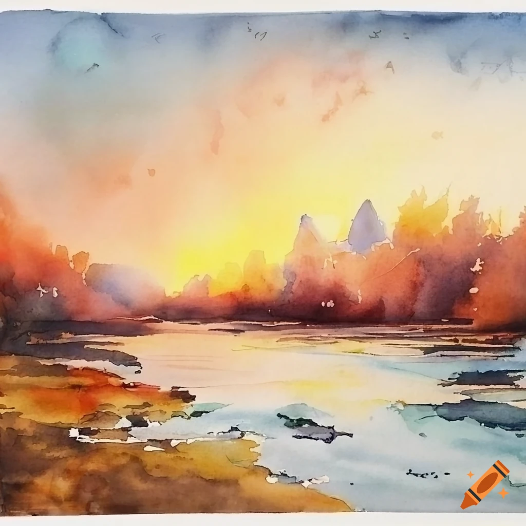 Watercolor landscapes on Craiyon