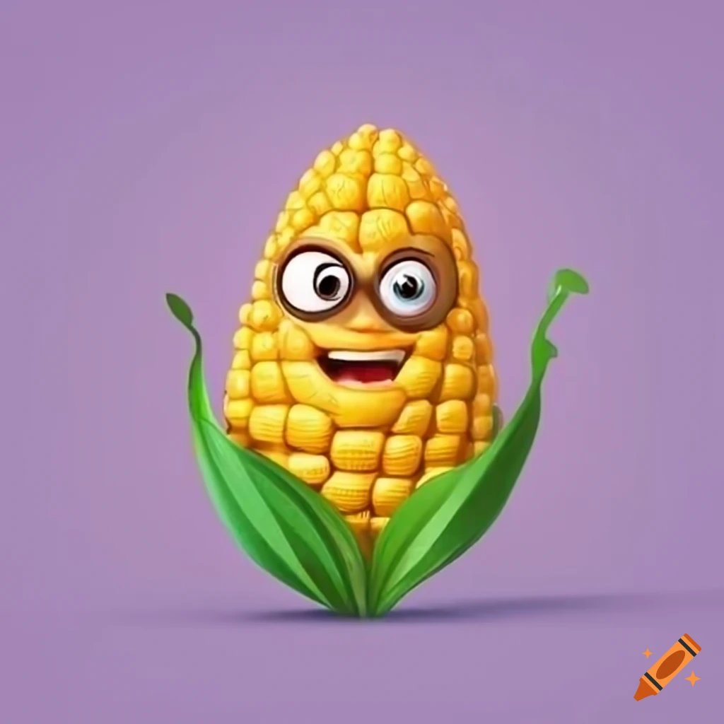 Cute and detailed cartoon hero character of a corn for kids on Craiyon