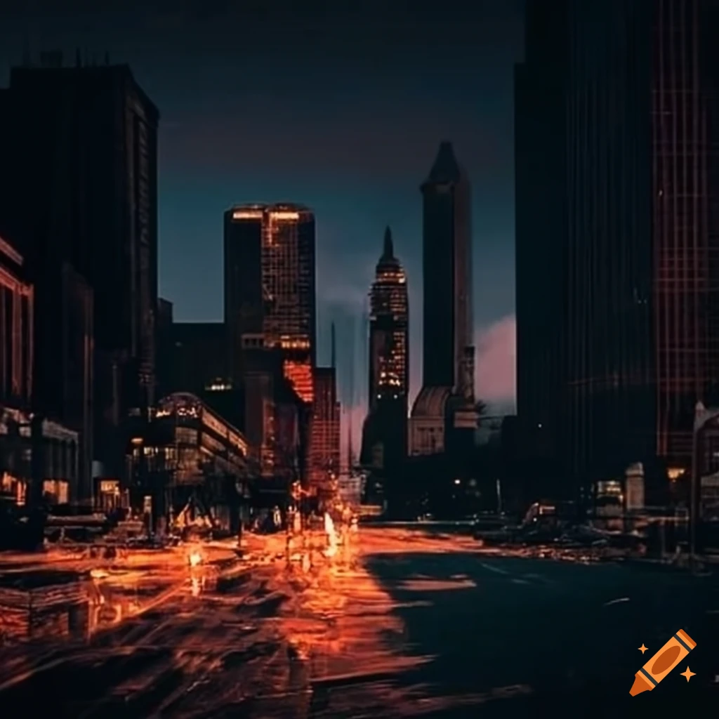 Detroit city with a horror atmosphere on Craiyon