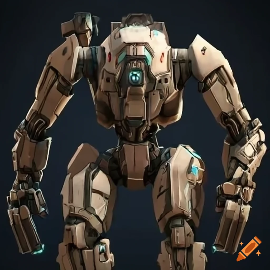 Human-like mechs battling and wielding weapons on Craiyon