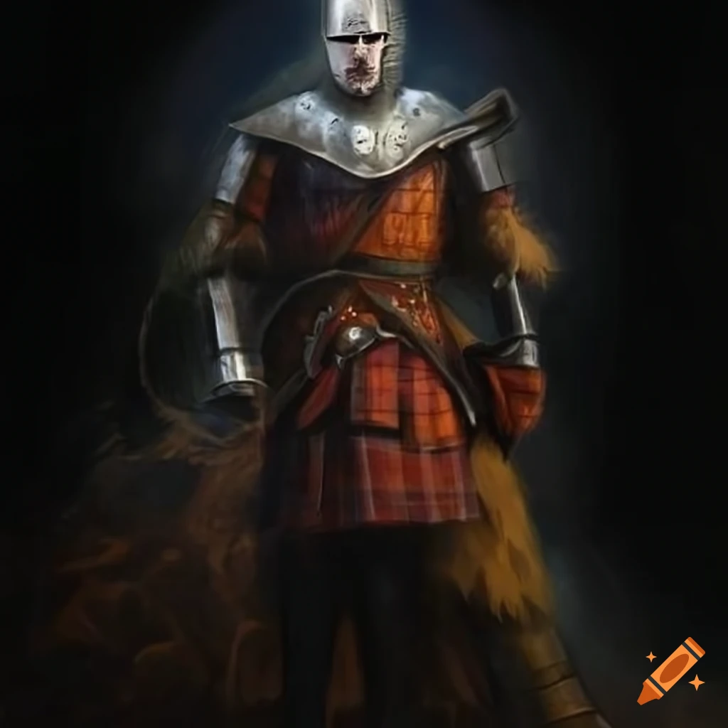 Scottish knight in traditional attire on Craiyon