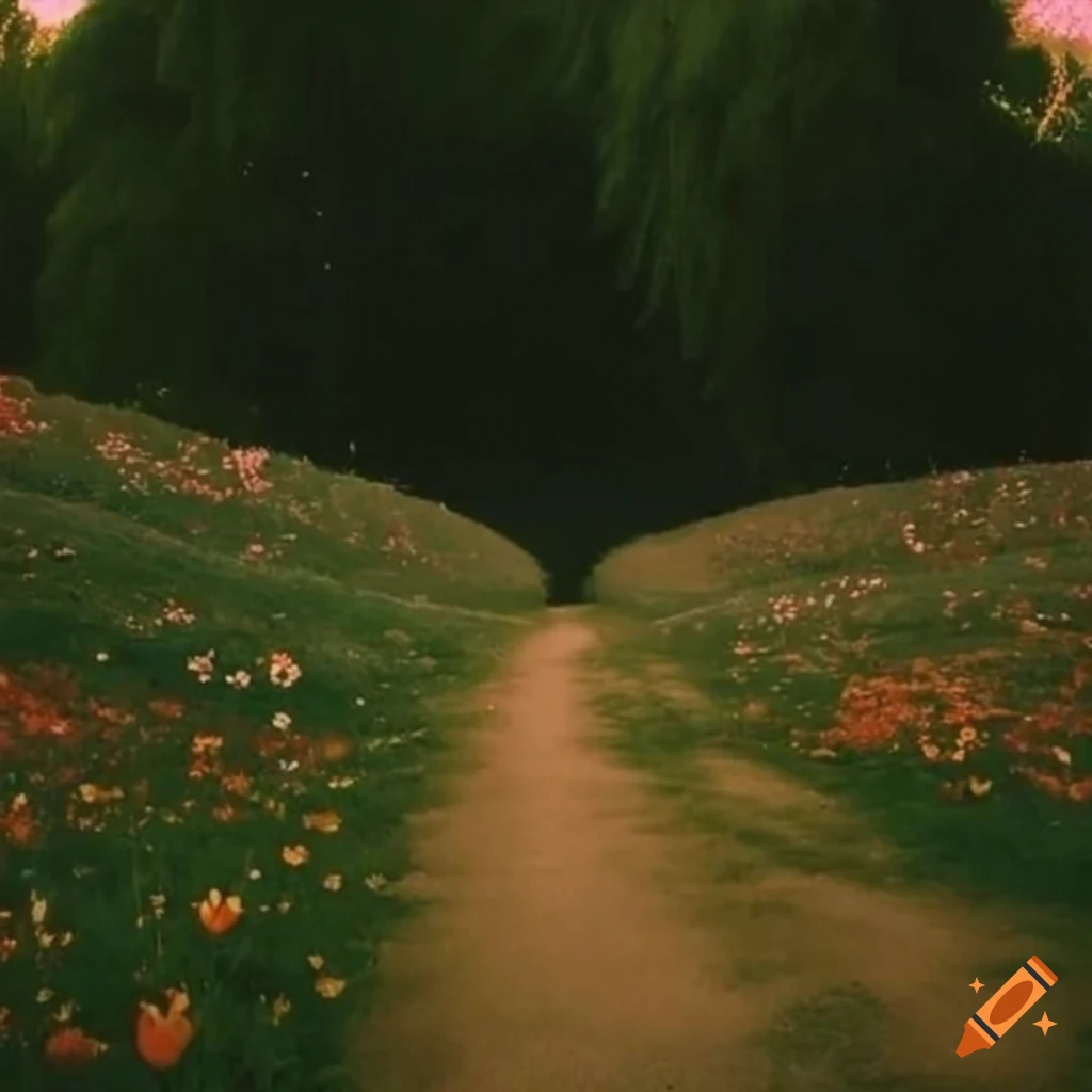 Field of flowers in a dreamy liminal space on Craiyon