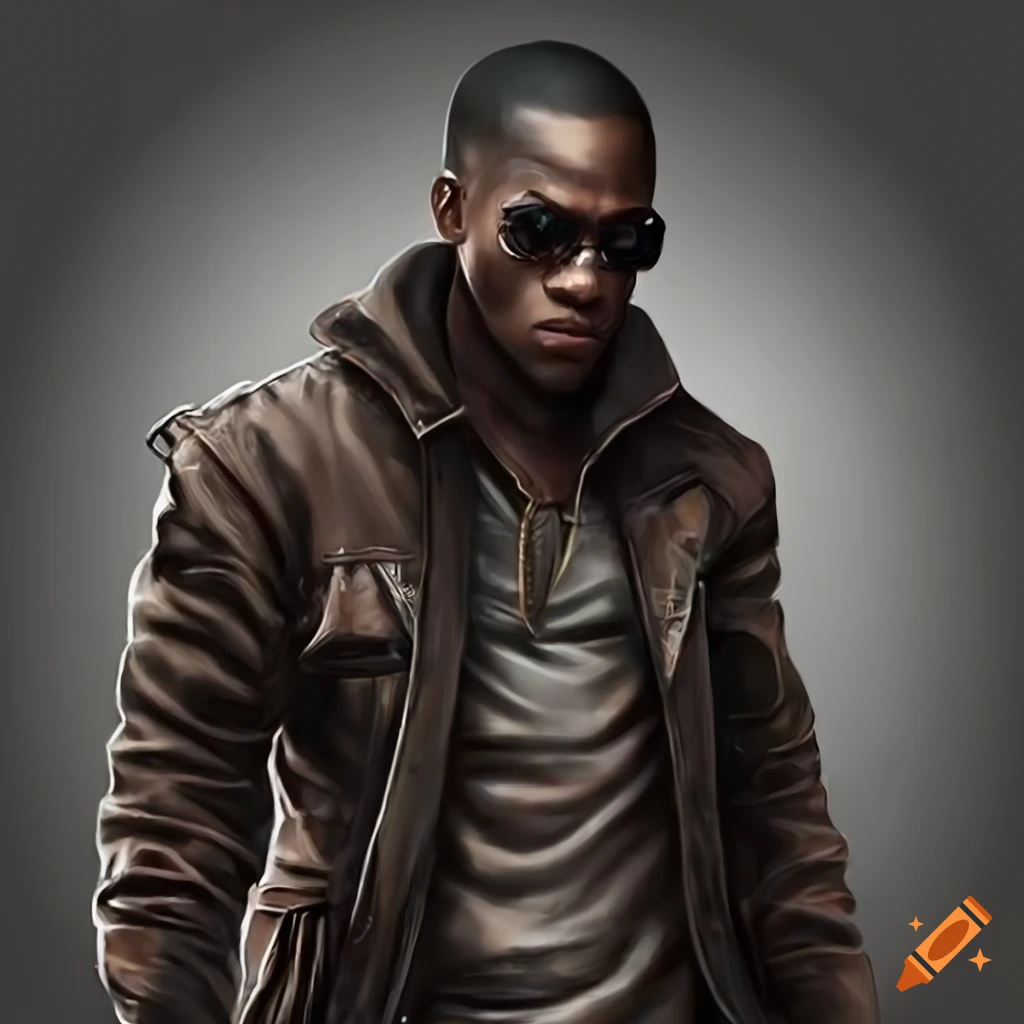 Photo realistic image of a biker gang with a masculine black man on Craiyon