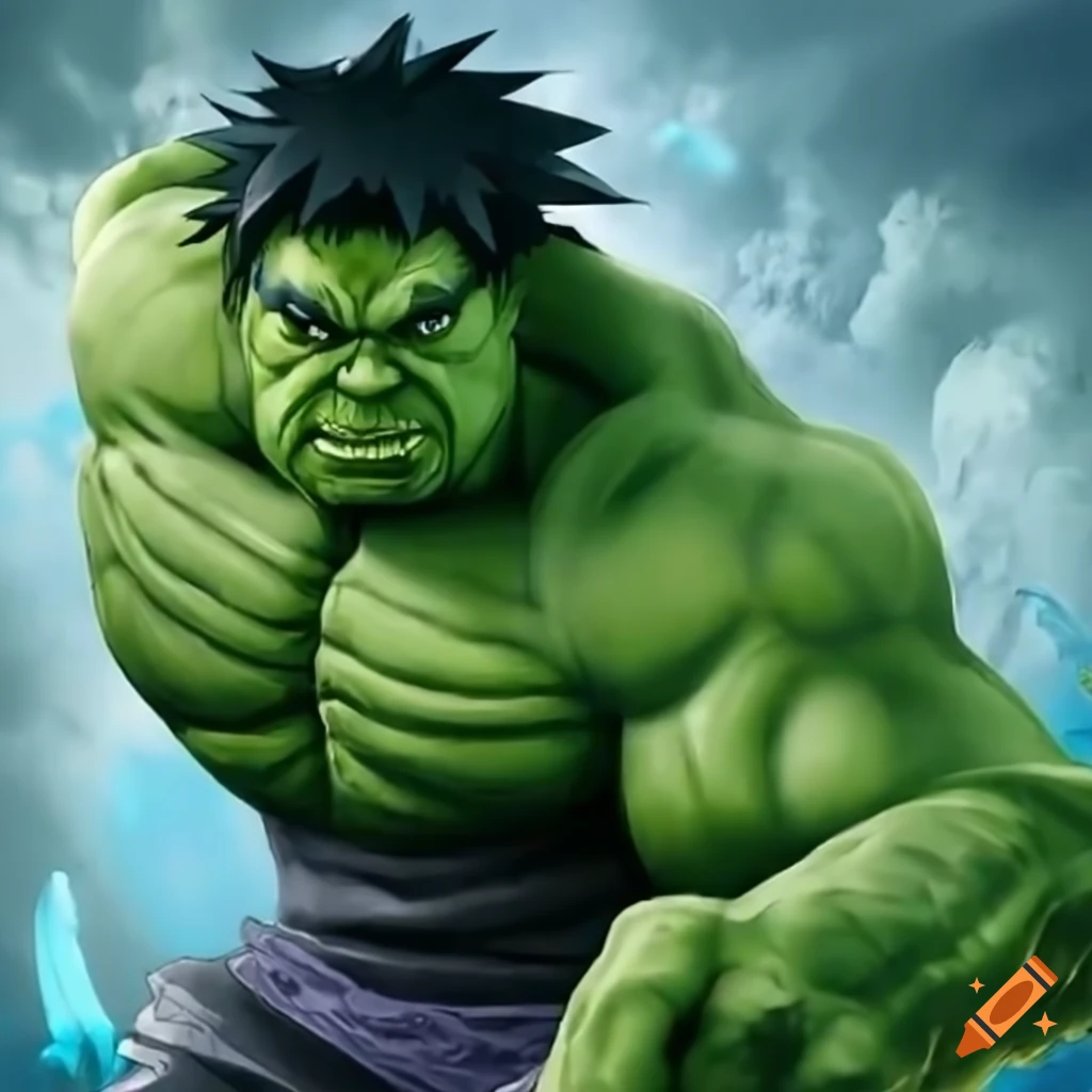 Illustration of naruto as the hulk on Craiyon