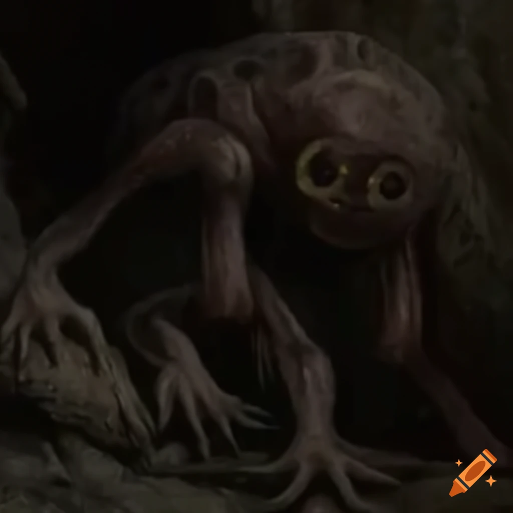 Miserable creature affected by a curse in a dark cave on Craiyon