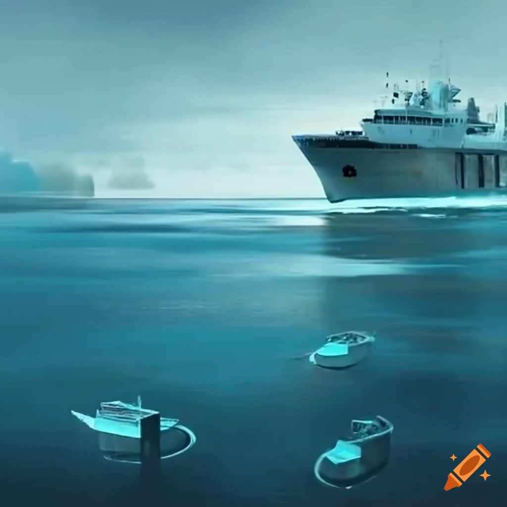 Autonomous ships performing field trials on Craiyon