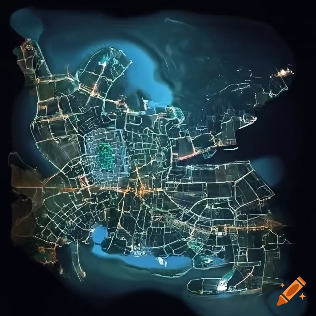 High tech urban city map on Craiyon