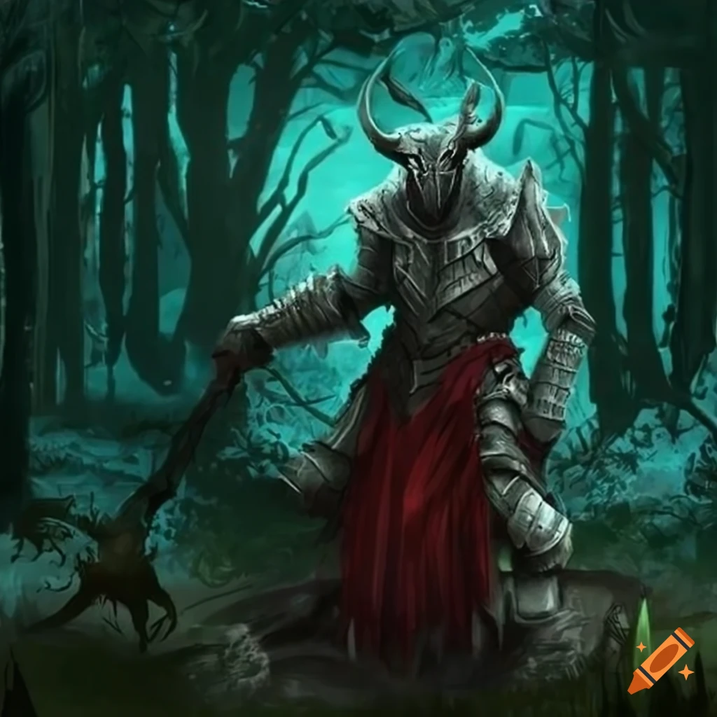Feral knight inhabited by the spirit of the forest on Craiyon