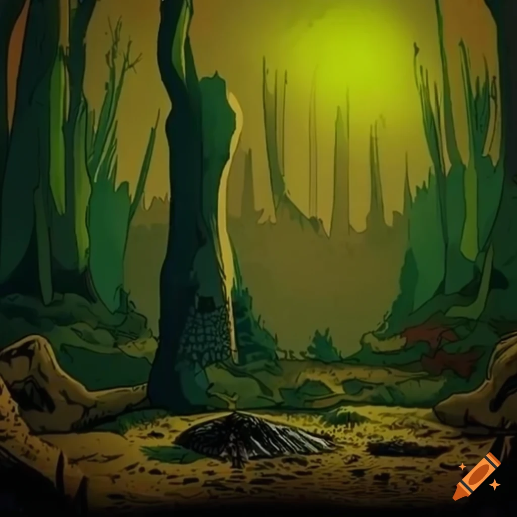 Alien forest in a comic book style on Craiyon