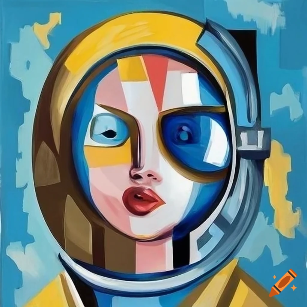 Abstract minimalist expressive cubism of an astronaut woman on Craiyon