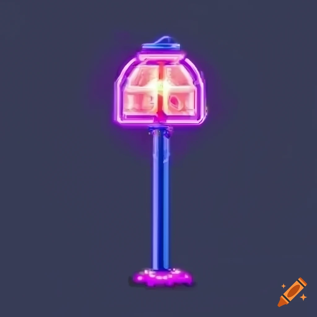 Cartoon style neon light lamppost sprite for 2d game on Craiyon