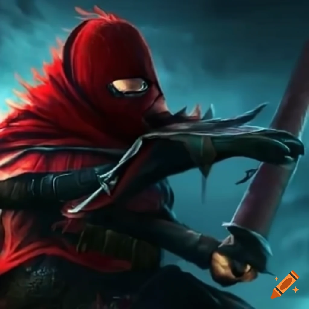 Epic clash of ninja blades taking on multiple enemies on Craiyon