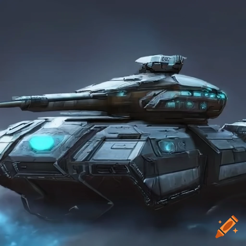 Futuristic sci-fi tank in a realistic setting on Craiyon