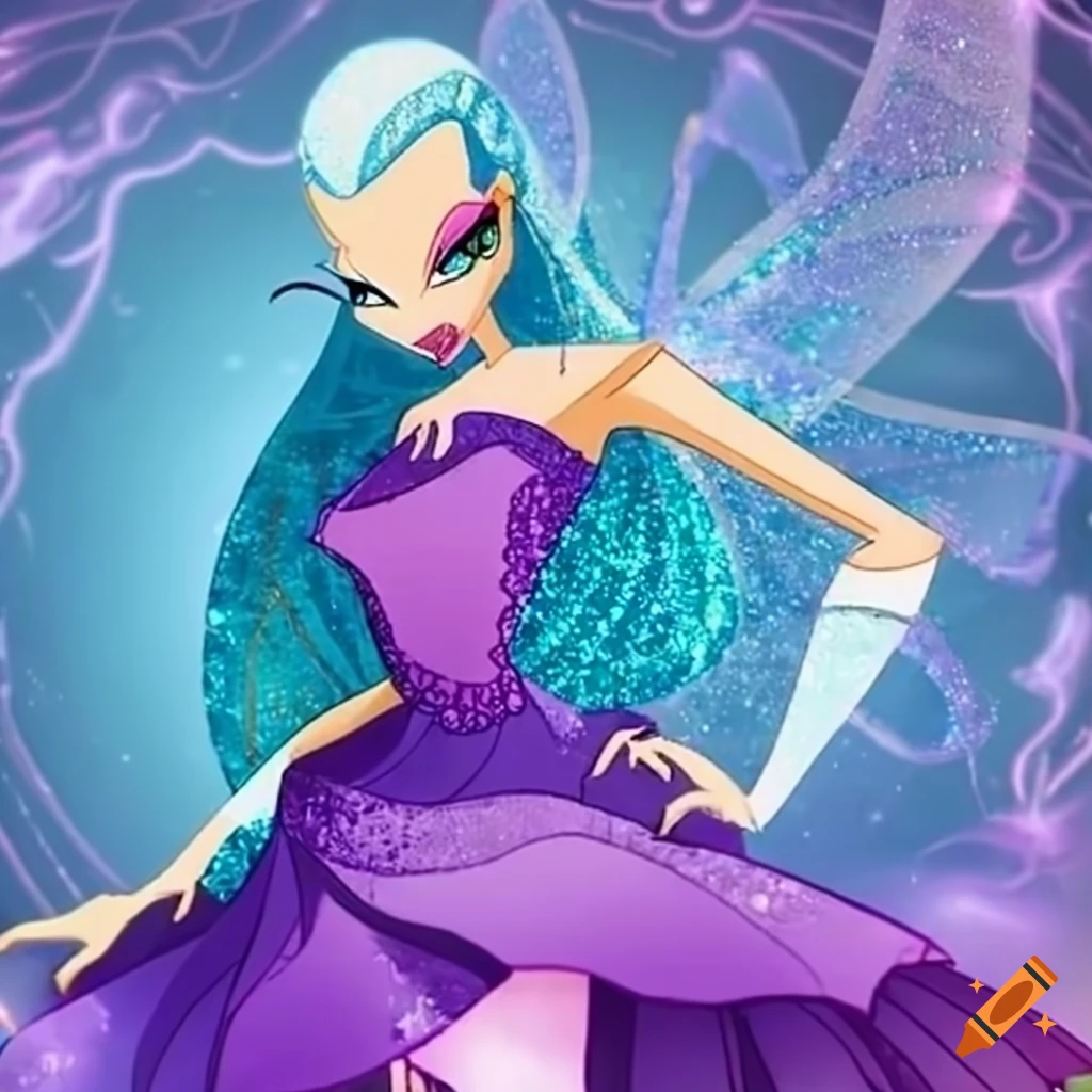 Winx club characters in icy and stormy setting on Craiyon