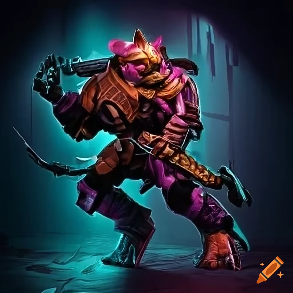 Master splinter in neon power armor on Craiyon