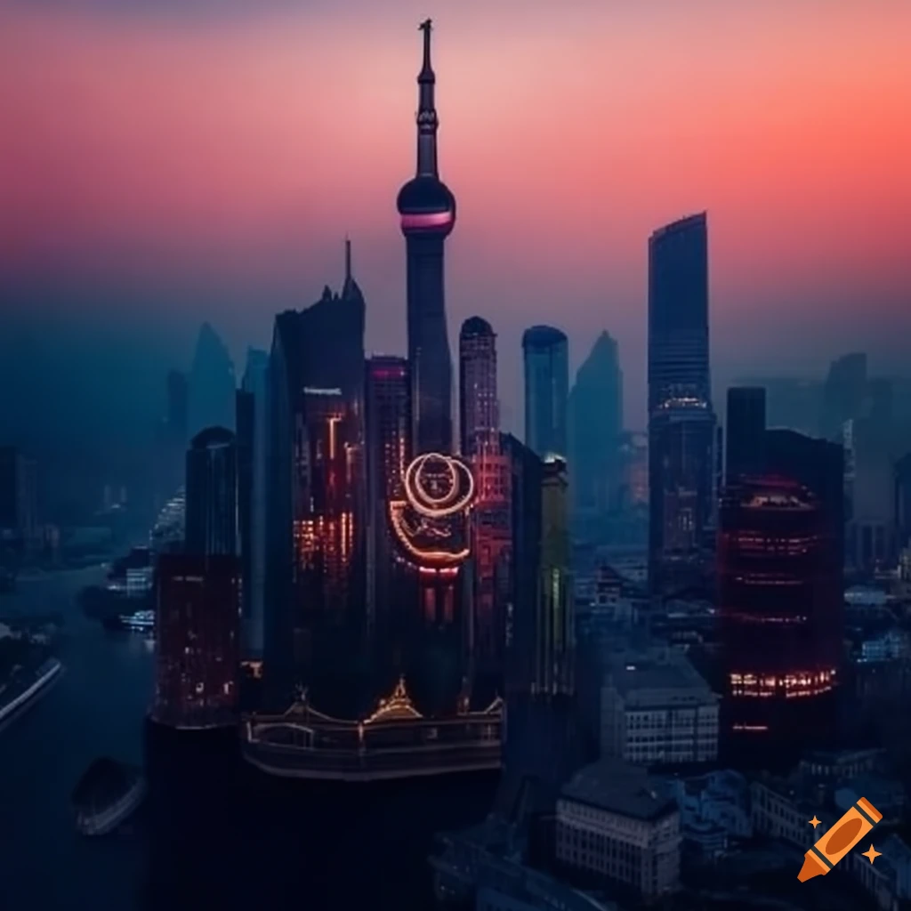 Shanghai skyline on Craiyon