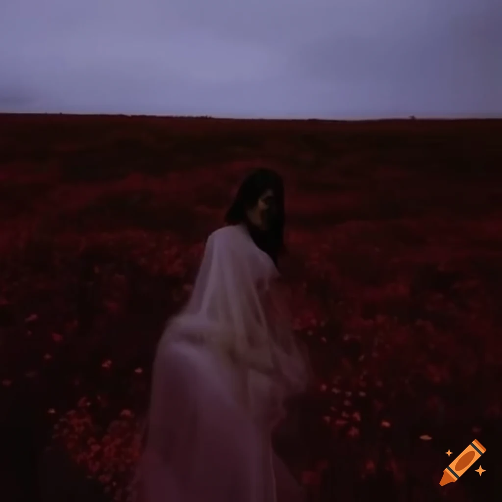 Aesthetic of sad field with liminal space and flowers on Craiyon