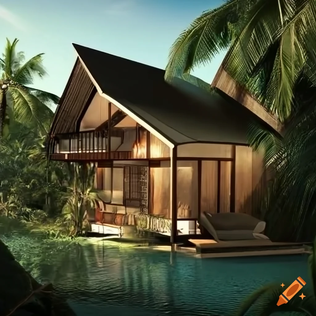 3d rendering of a bungalow in tropical thailand on Craiyon