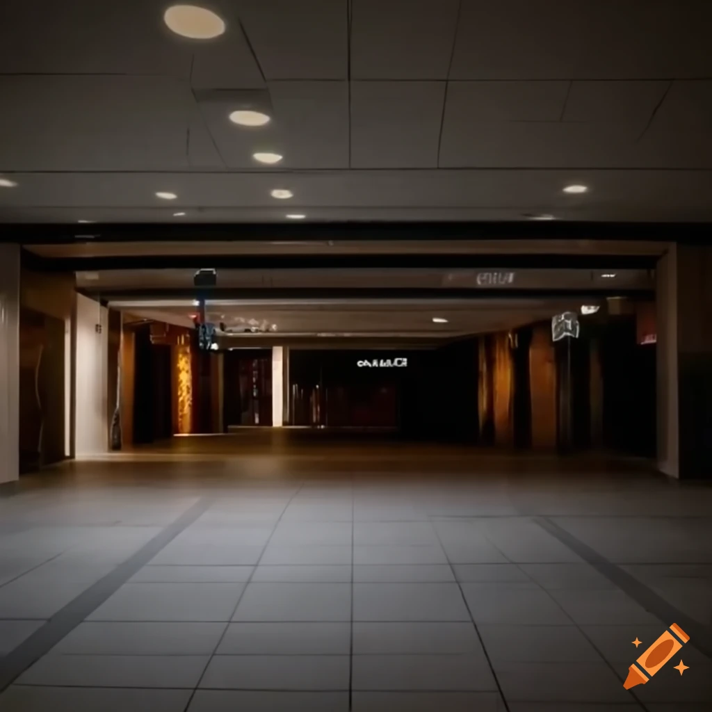 Empty liminal shopping mall on Craiyon