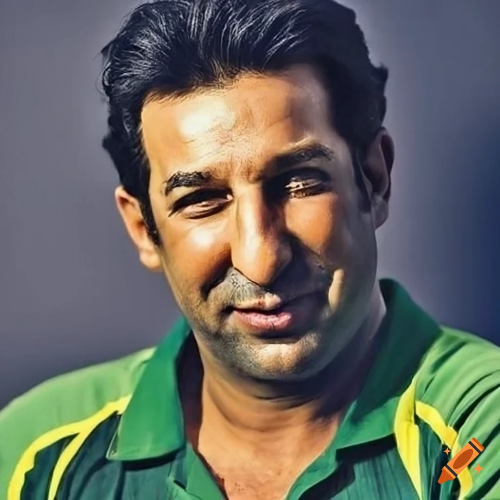 Portrait of pakistani cricketer wasim akram on Craiyon