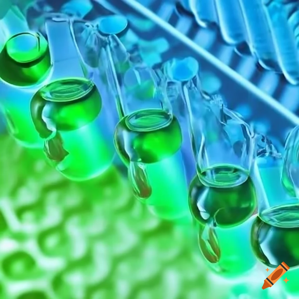 Chemistry research in green and blue colors on Craiyon