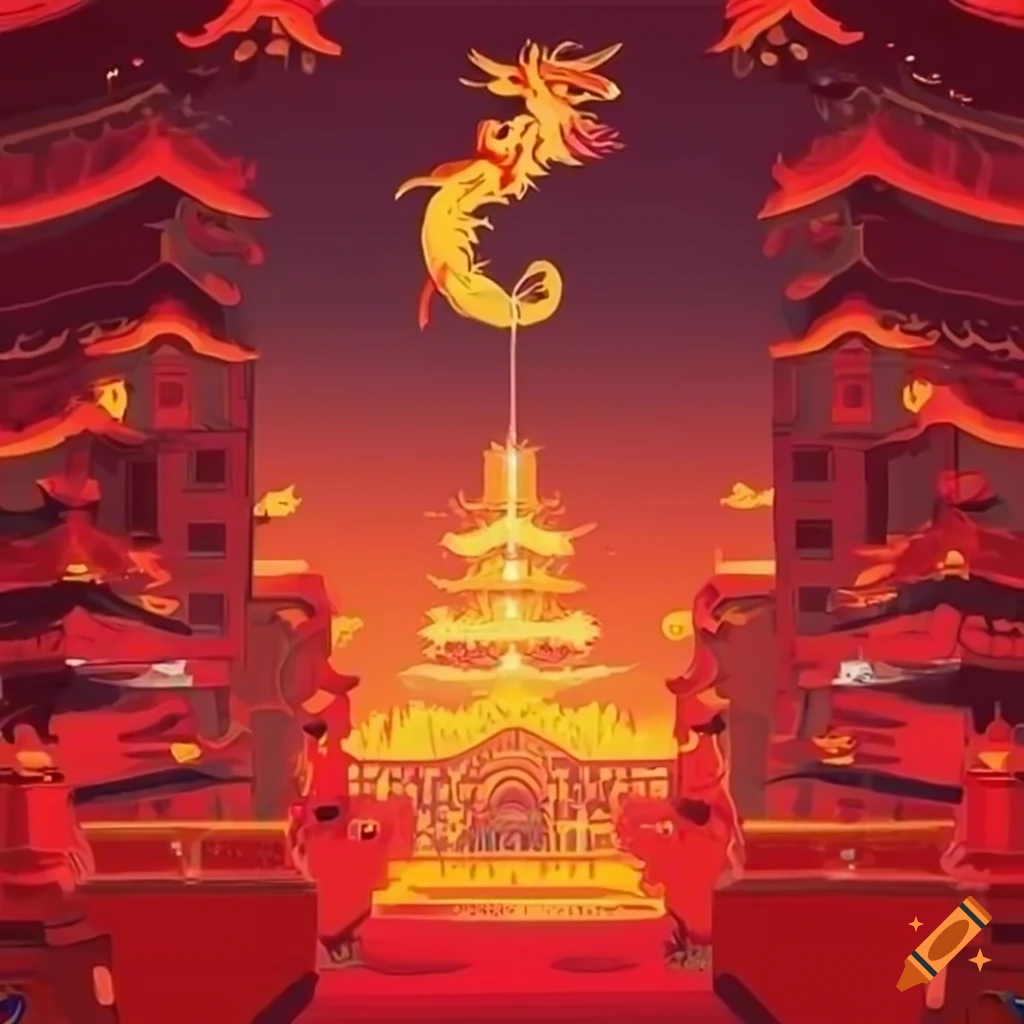 Chinese new year zoom background with sci-fi themed dragon design on ...