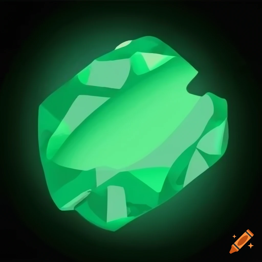 Shining jade gemstone knocked out of gray stone in vector graphics ...