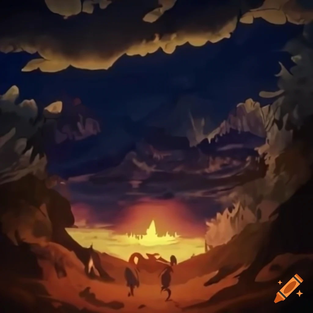 Anime art of Black Clover in a valley surrounded by rolling hills on ...