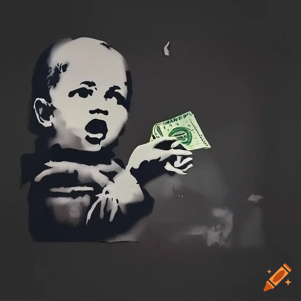 Banksy stencil depicting bribery on Craiyon