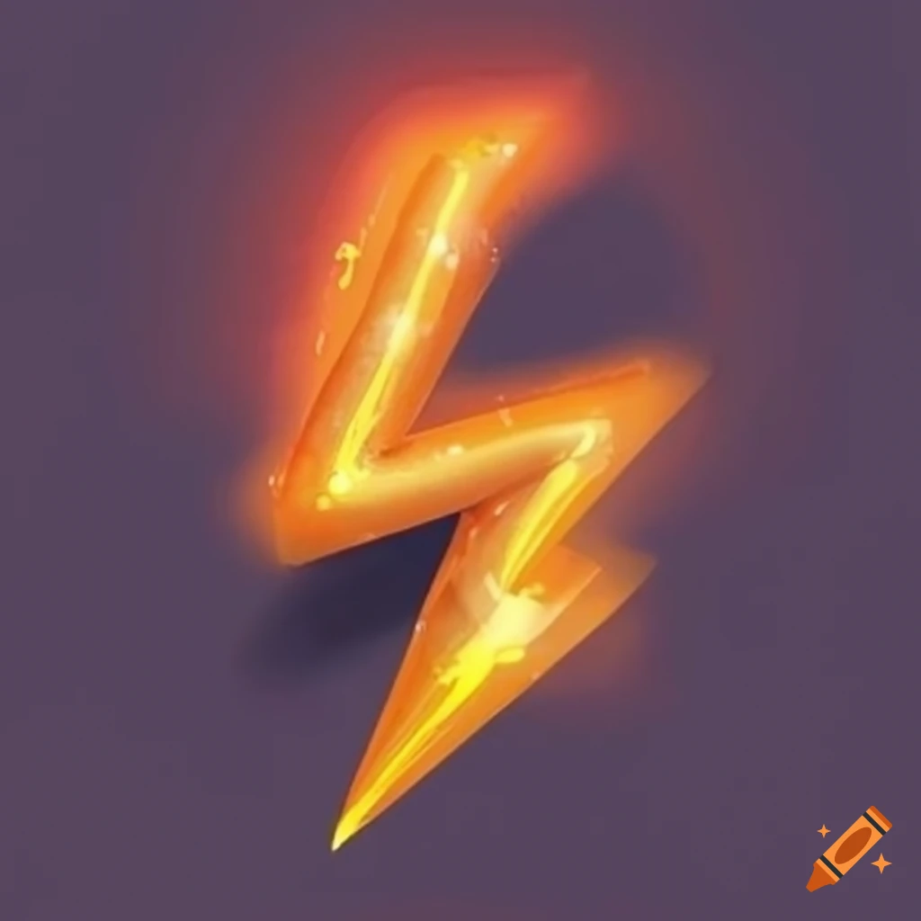 Cartoonish orange lightning bolt on Craiyon