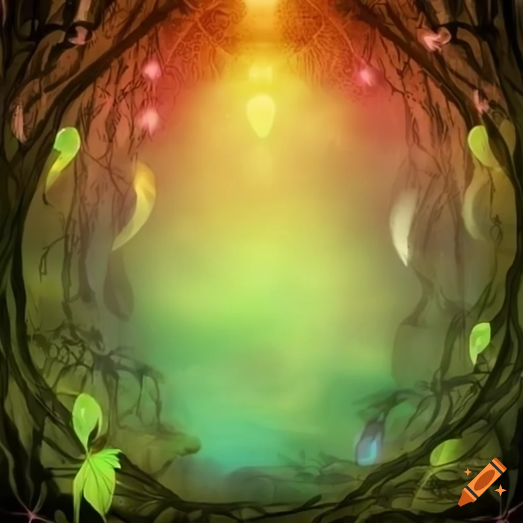 Elvish background with leaves and magic on Craiyon