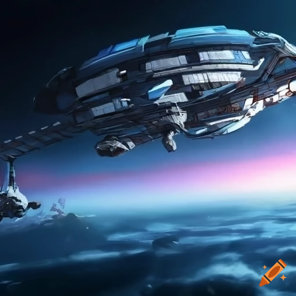 Futuristic space station in outer space concept art on Craiyon