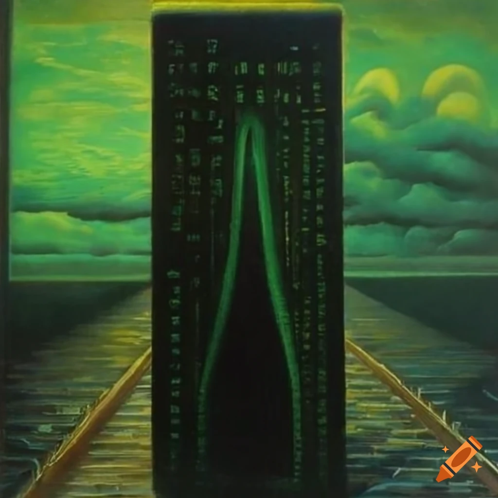 Matrix painting by Rene Magritte in a surreal style on Craiyon