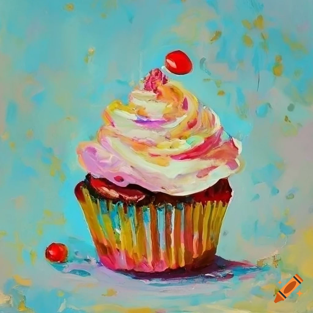 Whimsical cupcake with vivid colors and textures, perfect for dessert ...