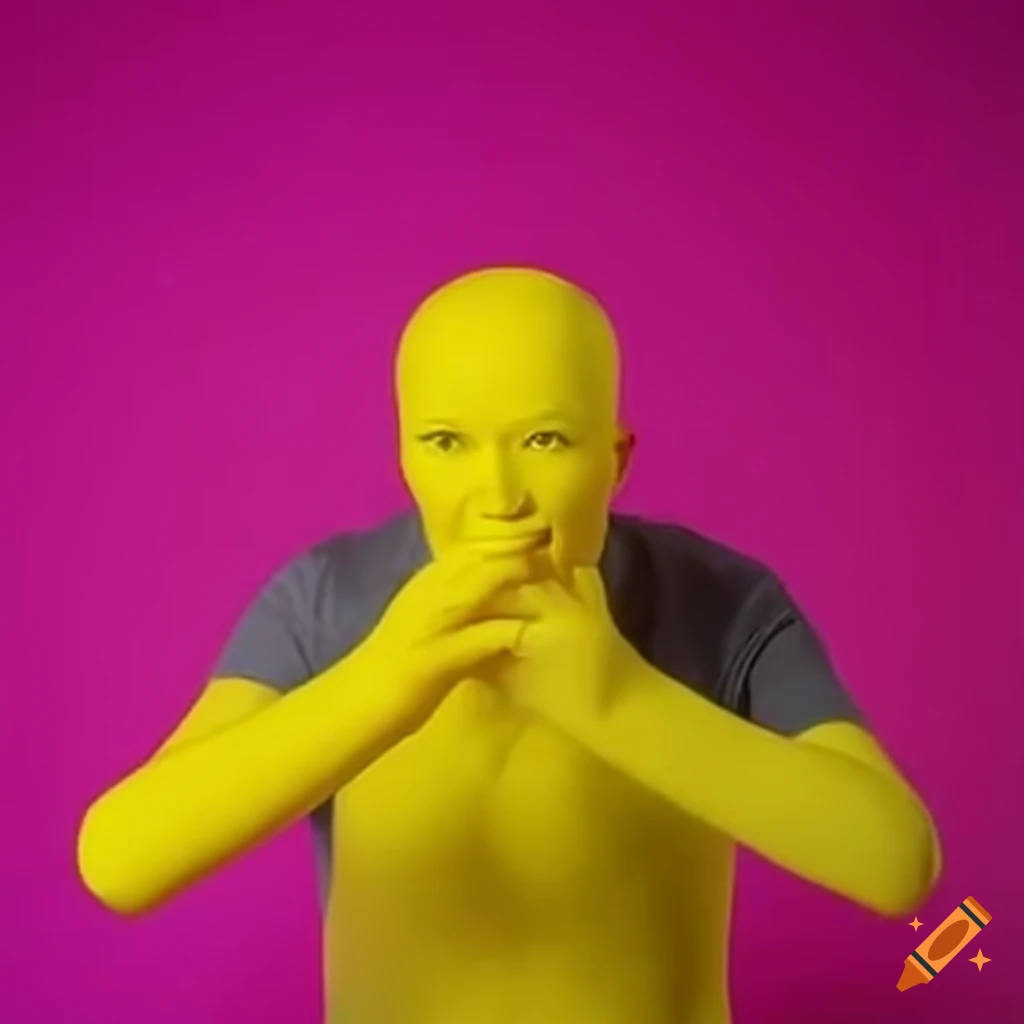 Yellow figure using psychic powers on a fuchsia background on Craiyon