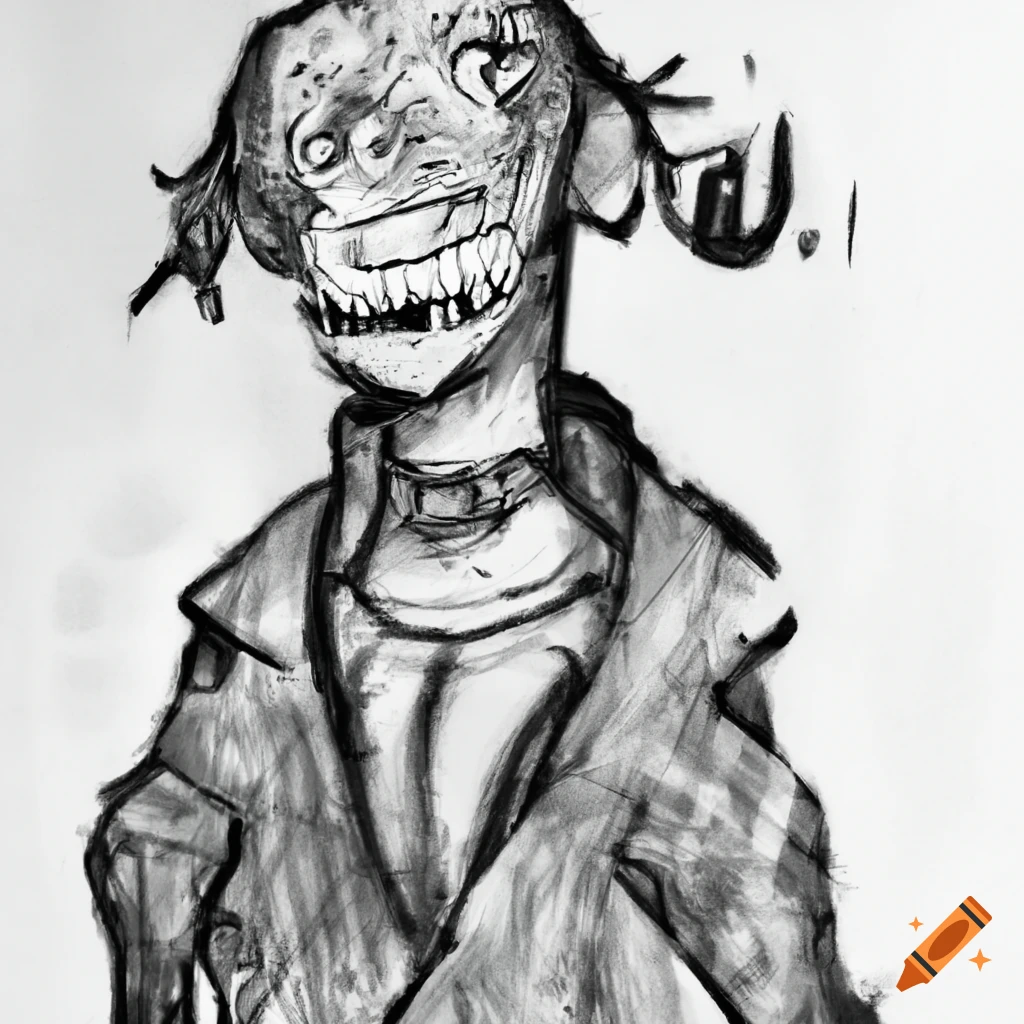 Abstract hyper sketch of a character splat on Craiyon