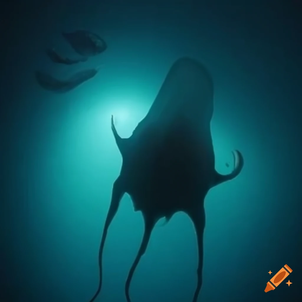 Mysterious deep ocean with creepy creatures on Craiyon