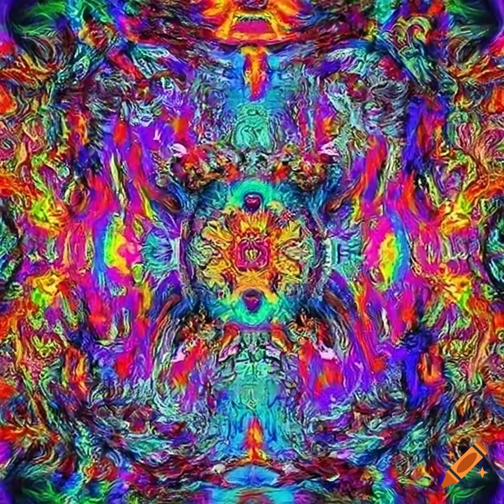Mind-bending psychedelic image with vibrant hues and intricate patterns ...