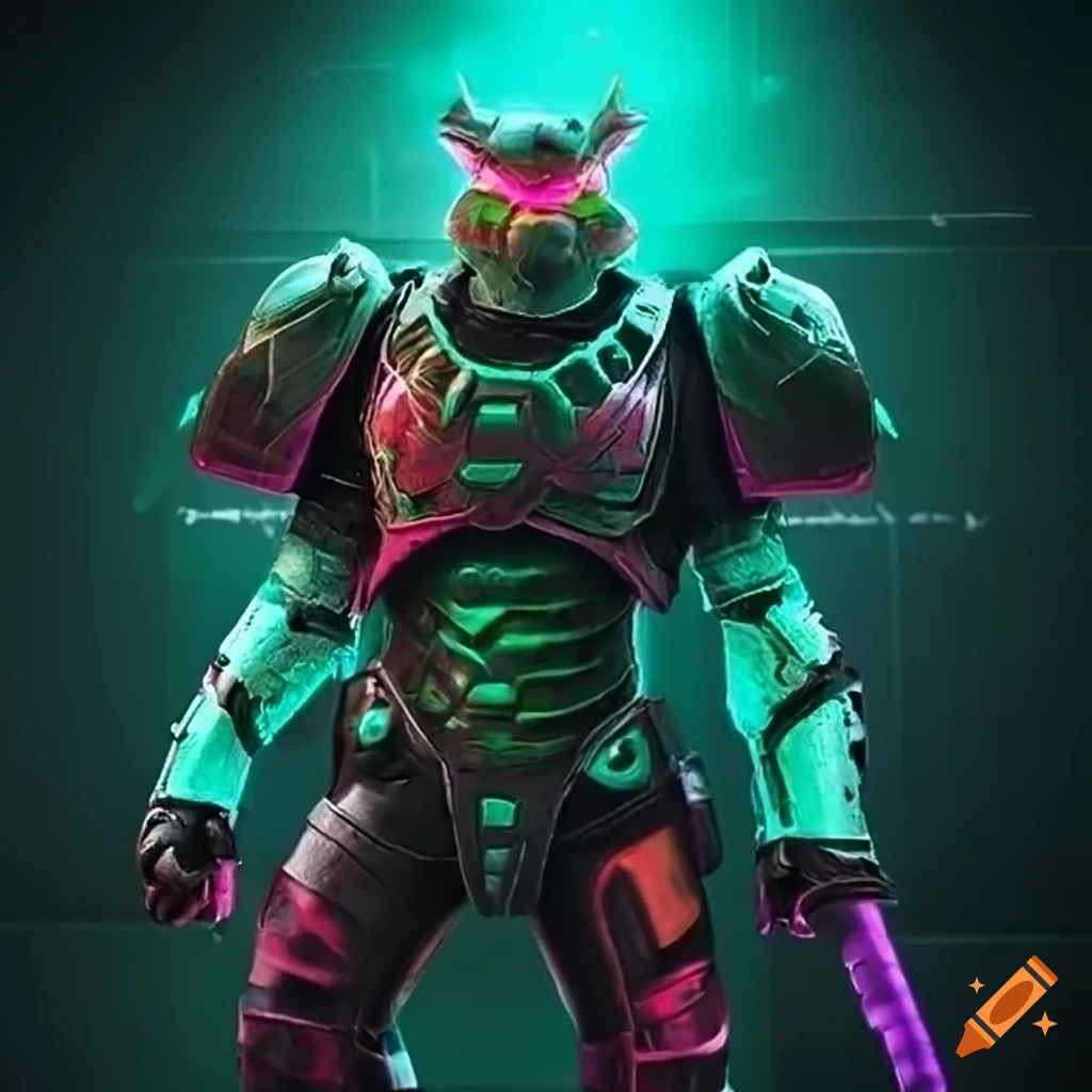 Master splinter in neon power armor on Craiyon