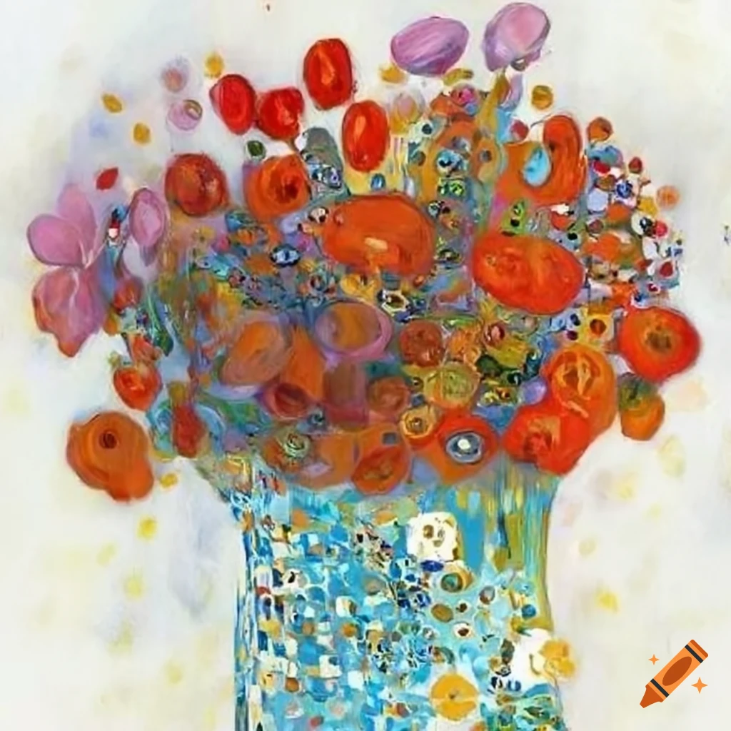 Abstract spring flora painting by gustav klimt on a white background on ...