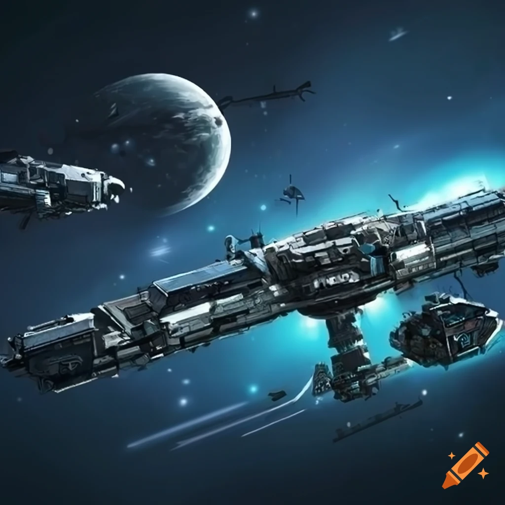 Futuristic space station in outer space concept art on Craiyon