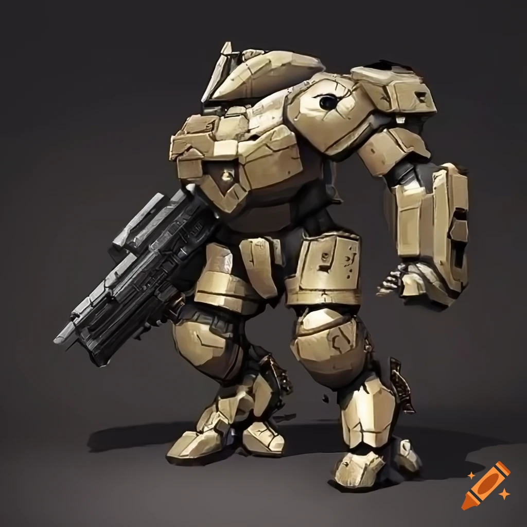 Light scout mecha armor: resilium nano armor with a boltgun as the main weapon on Craiyon
