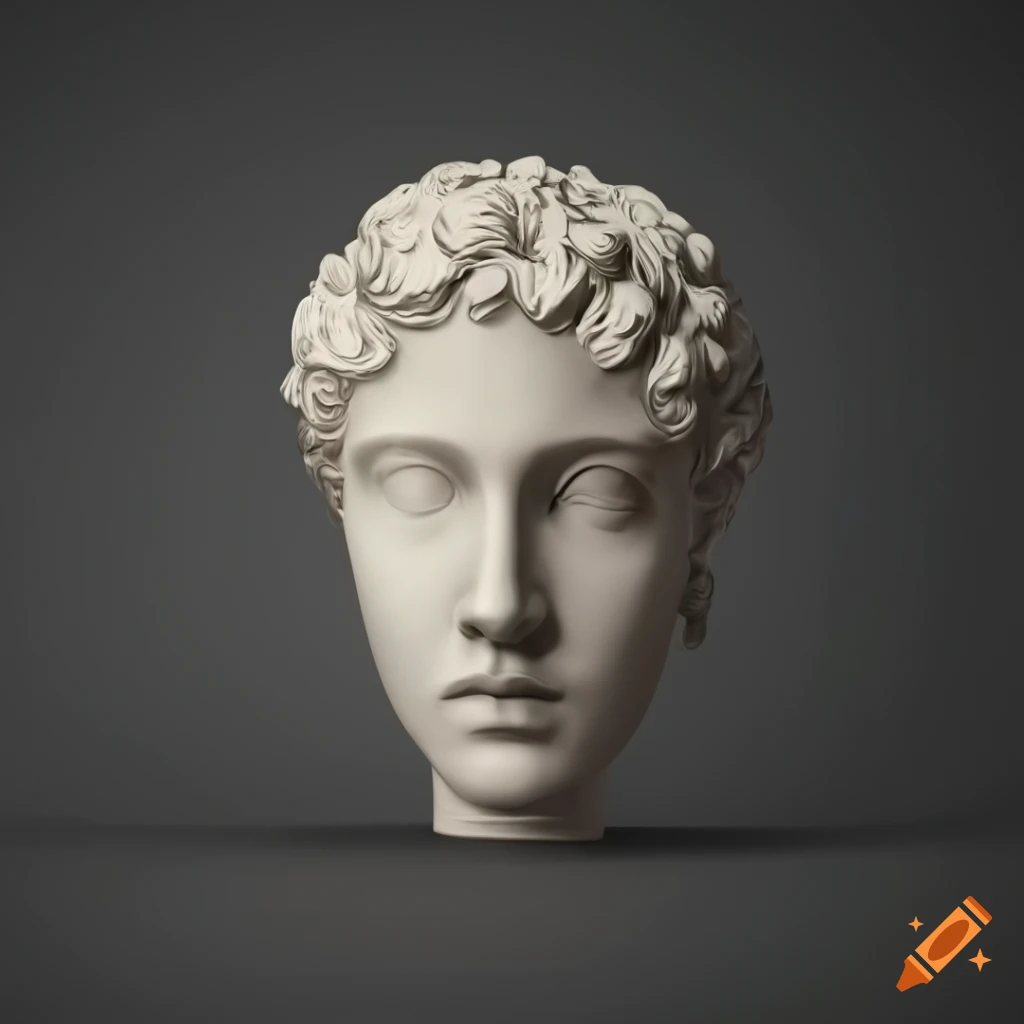 3d minimalistic portrait statue in an antiquity style on Craiyon