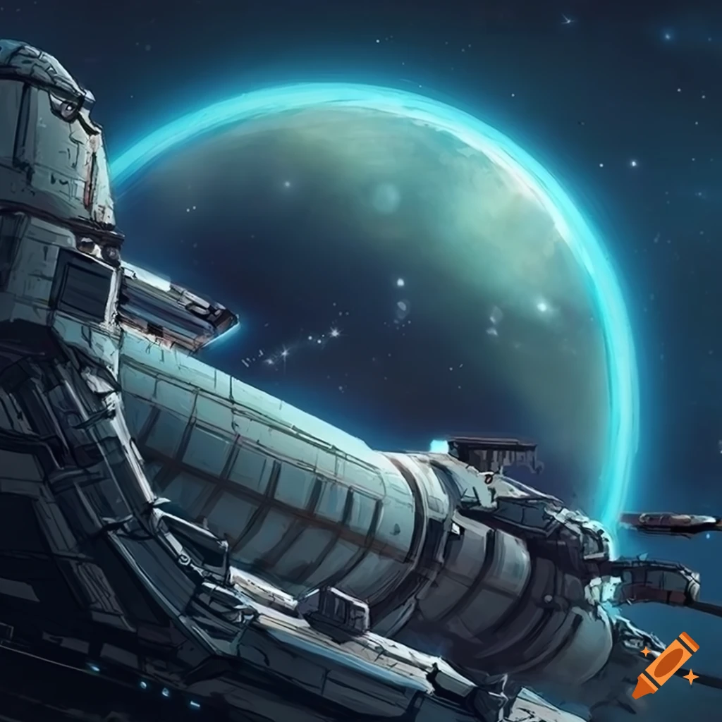 Sci-fi space station concept art on Craiyon