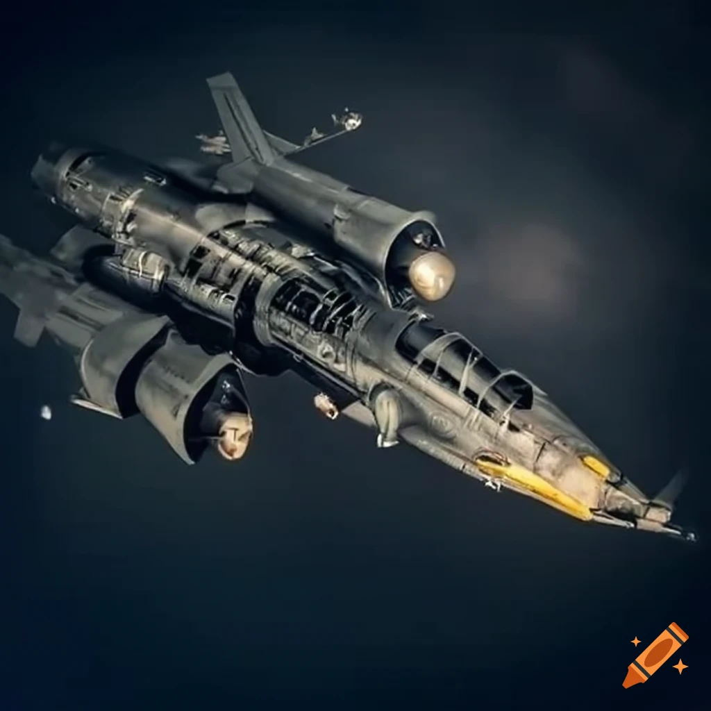 Small spaceship designed like a heavy attack aircraft on Craiyon