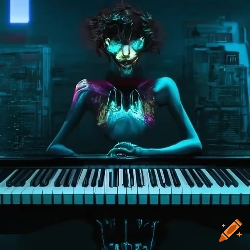 Cyberpunk style piano on Craiyon