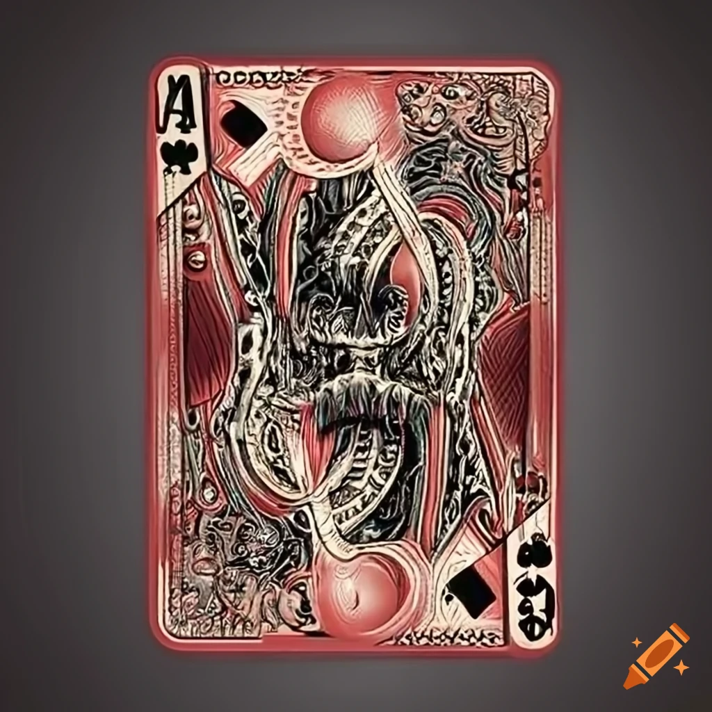 Surrealist joker playing card with unusual motifs and textures on Craiyon