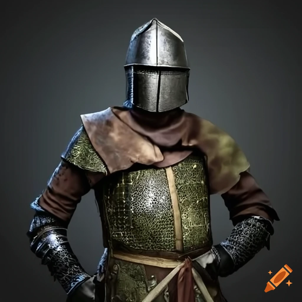 Medieval knight in digital camouflage on Craiyon