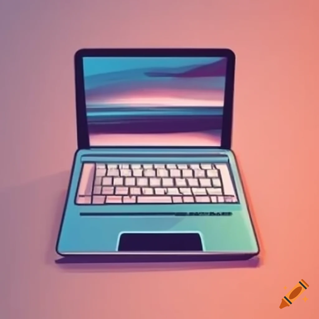 Modern laptop with a neutral expression on Craiyon