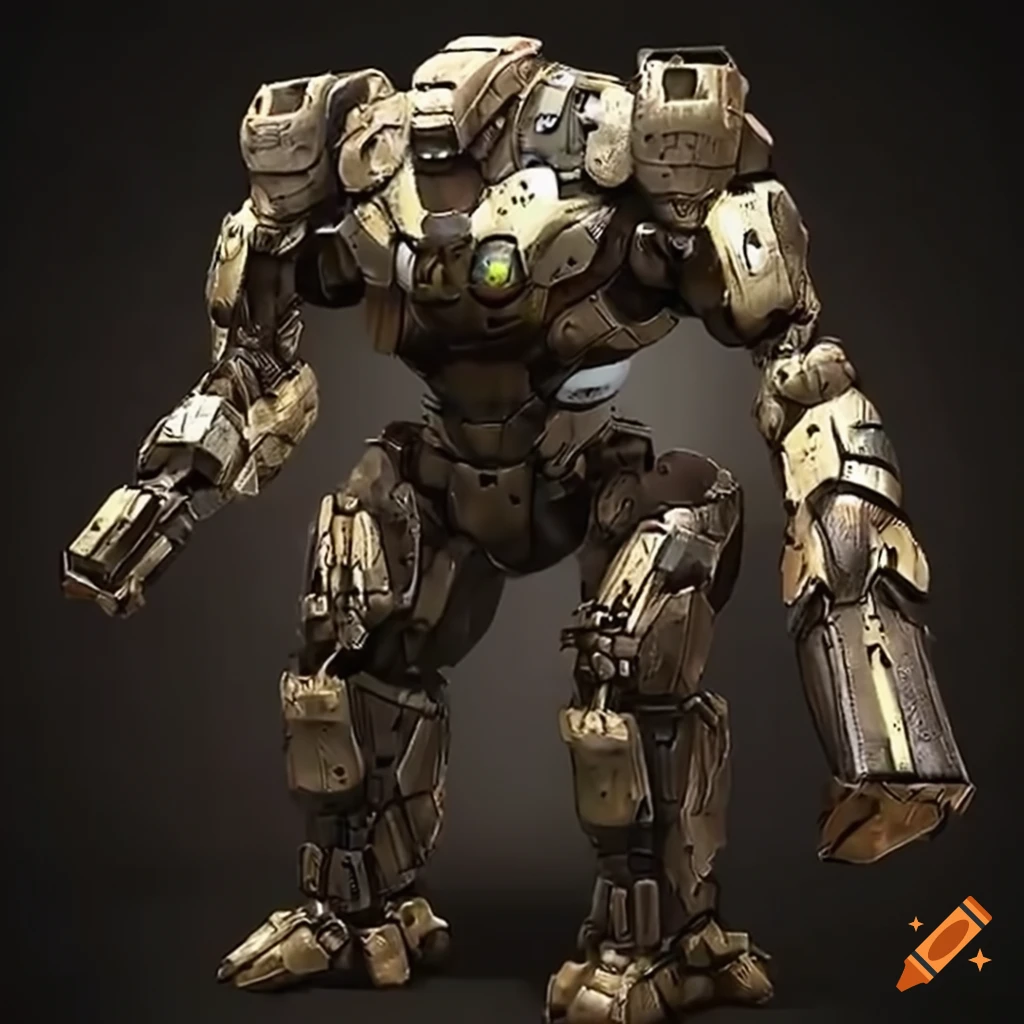 Human-like mechs in armor fighting with hands on Craiyon